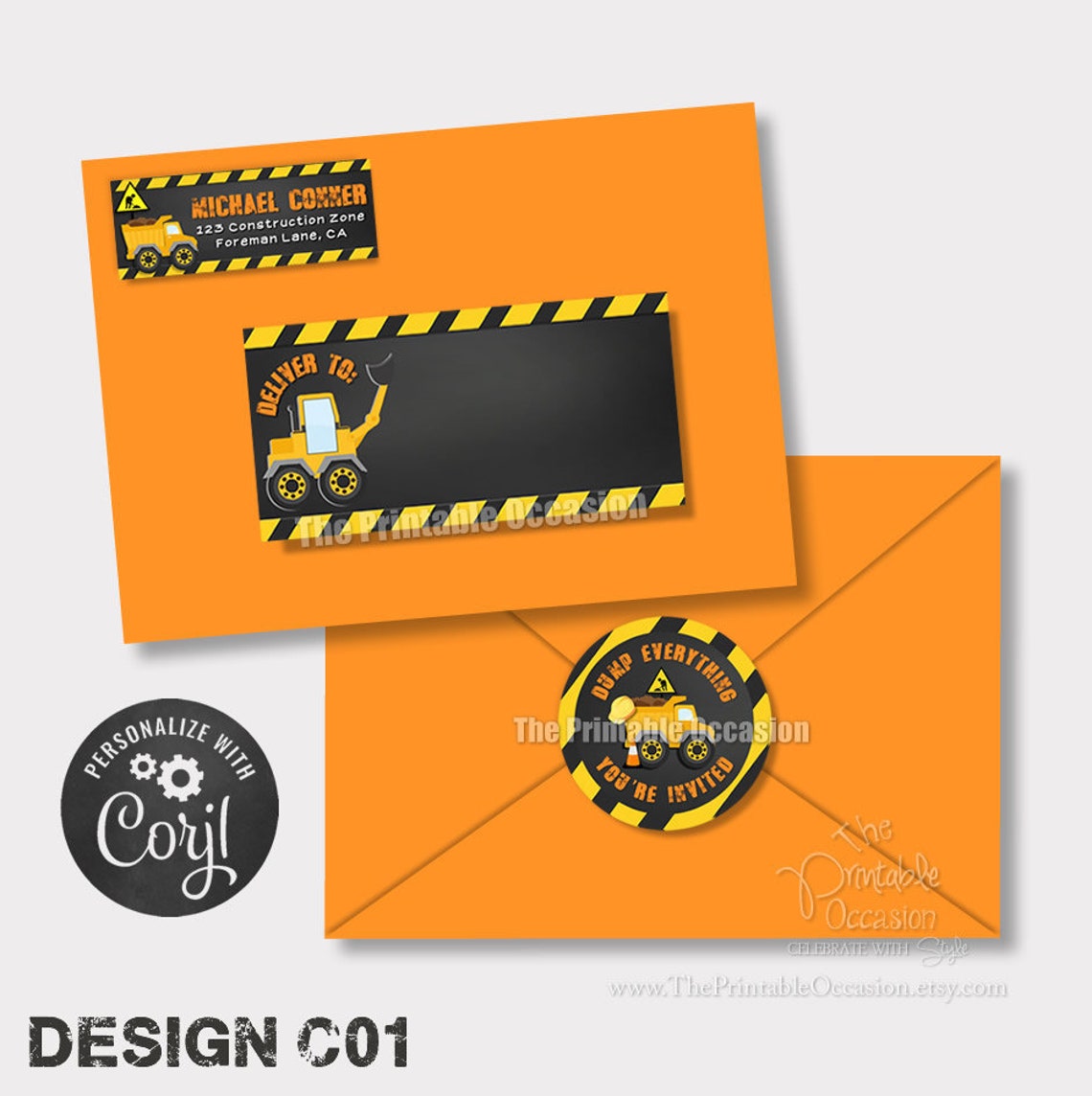 EDITABLE Construction Envelope Labels Construction Return | Etsy