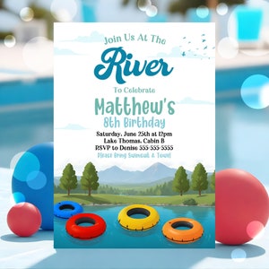 River Tubbing Invitation, River Float Invitation, Inner Tubing ...