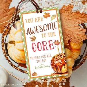 You Are Awesome to the Core Treat Tags EDITABLE Caramel Apple - Etsy