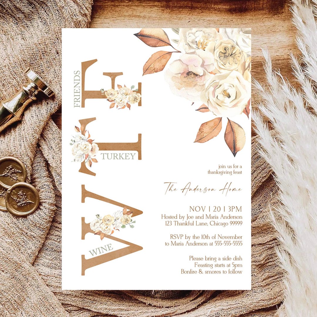 WTF Thanksgiving Invitation Template Funny WTF Thanksgiving Floral ...