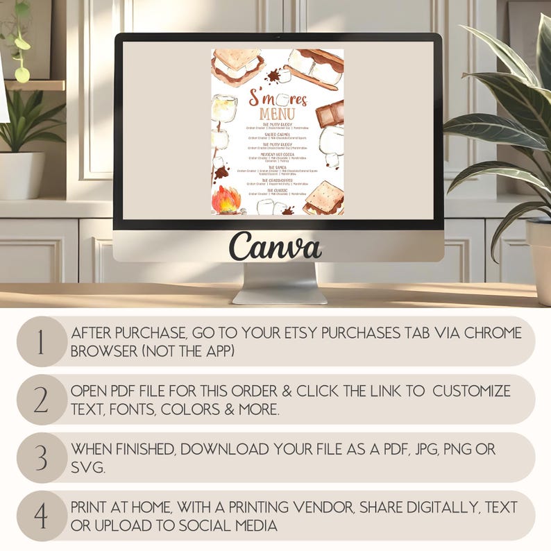 Editable Smore Bar Menu Sign Template Smore Bar Menu Station Sign Smore ...