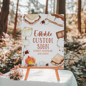 Editable Custom Smores Sign Template Printable Smores Party Food Sign ...