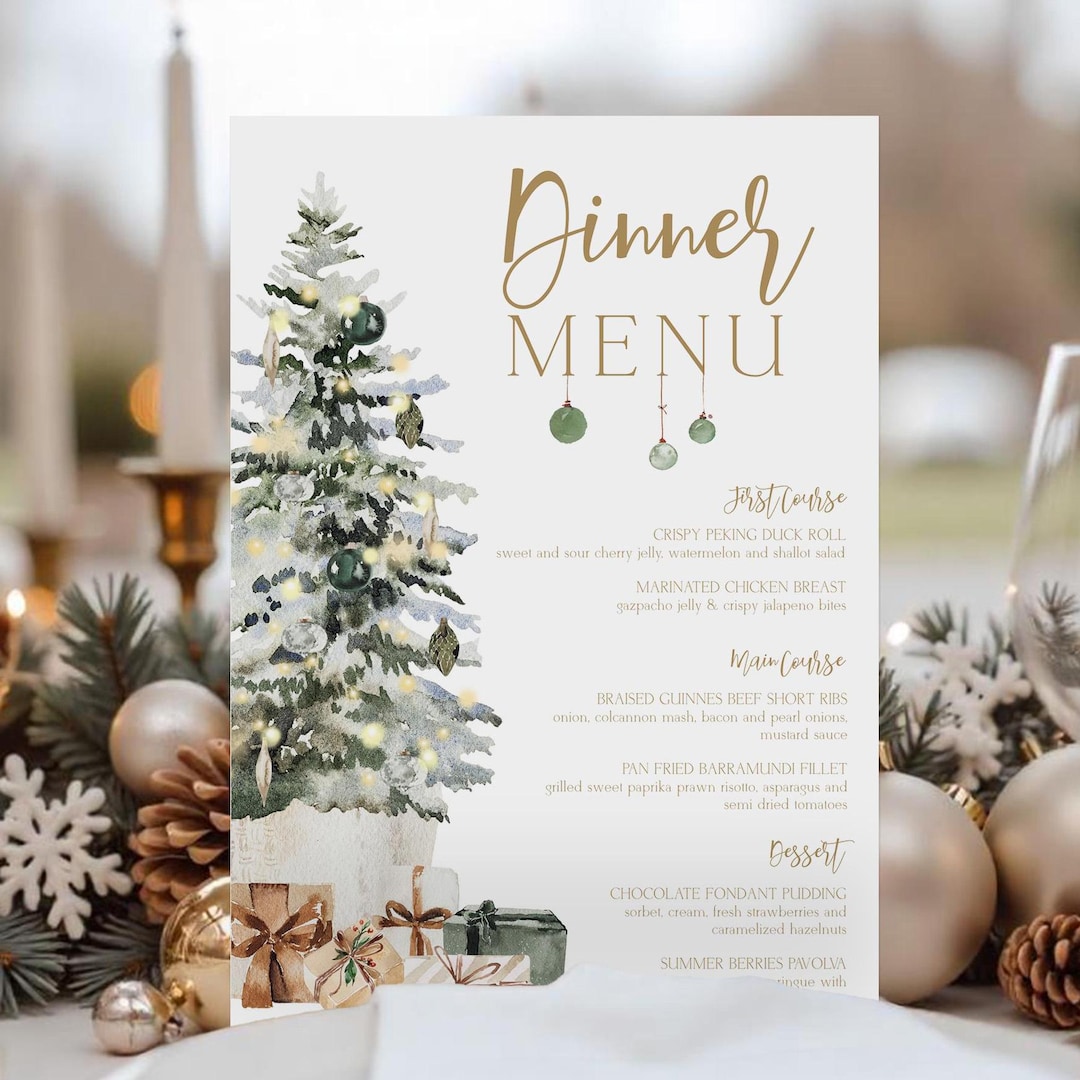 Editable Christmas Dinner Menu Template Printable Christmas Tree Menu ...