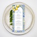 Blue Tiles Lemon Menu Template Italy Wedding Menu Printable ...
