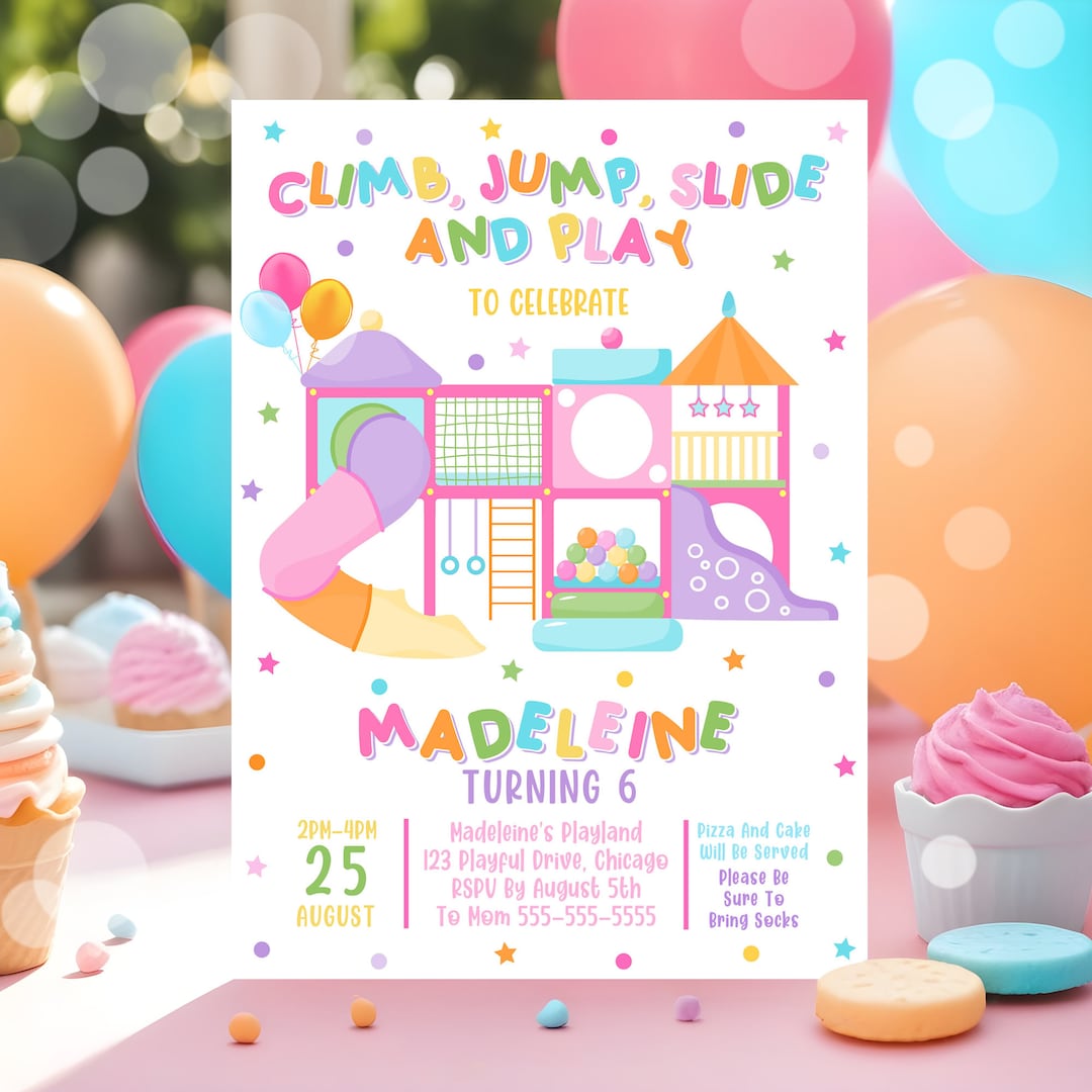 Playground Birthday Party Invitation Editable Jungle Gym Party Indoor ...