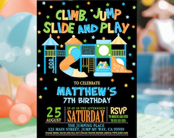 EDITABLE Playground Birthday Party Invitation Jungle Gym Party Indoor ...