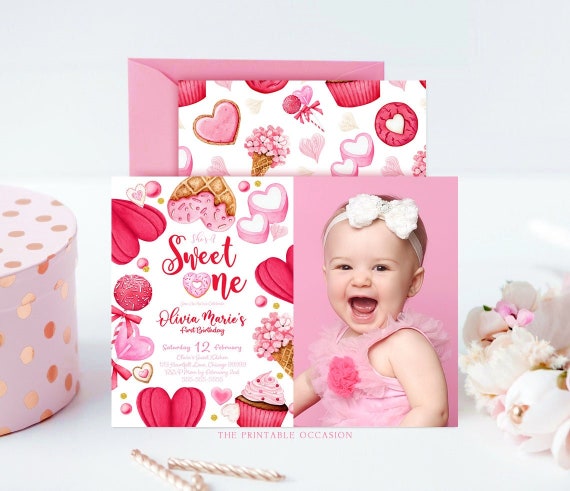EDITABLE Valentines First Birthday Invitation Template, Valentines ...