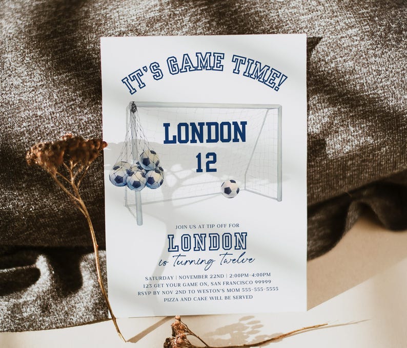 Socker Party Invitation Template Modern Socker Boy Birthday Party Any ...