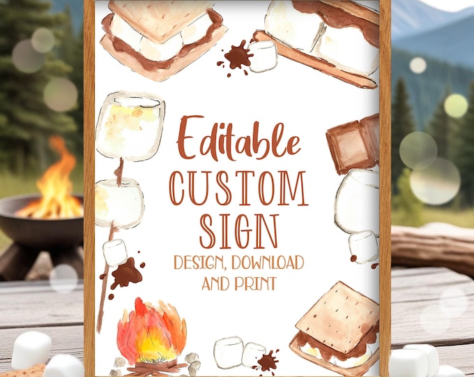 Camping Favor Tags, Printable Smore's Favor Tags, Camping Party Theme ...