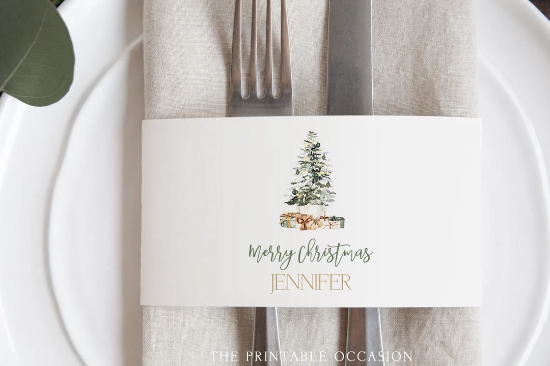 Christmas Name Card Template Holiday Place Card Printable - Etsy