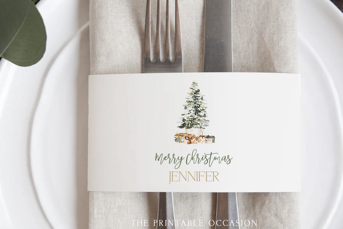 Christmas Name Card Template Holiday Place Card Printable - Etsy