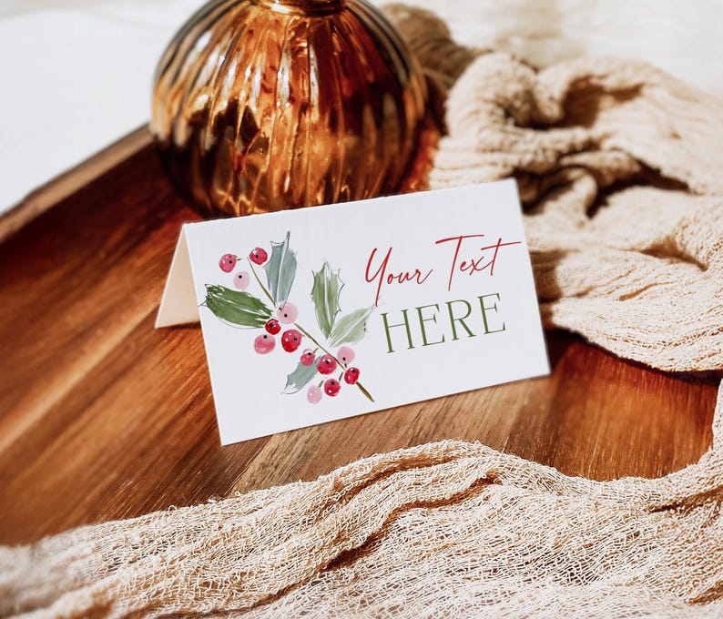 Editable Christmas Place Cards Template Holiday Buffet Food Tent Cards ...