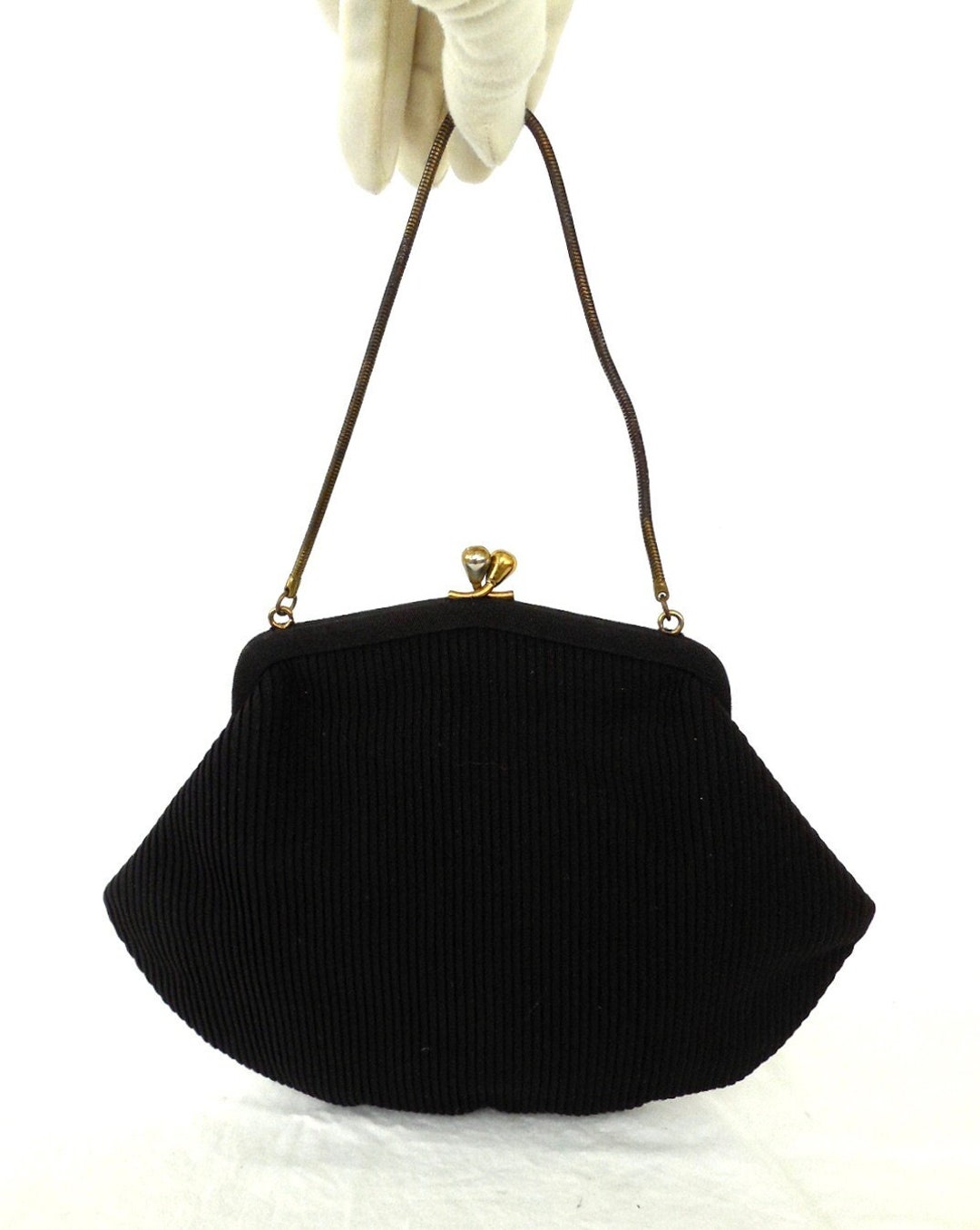 1940s PURSE CFR London England British Royal Purse Black Fabric Purse ...
