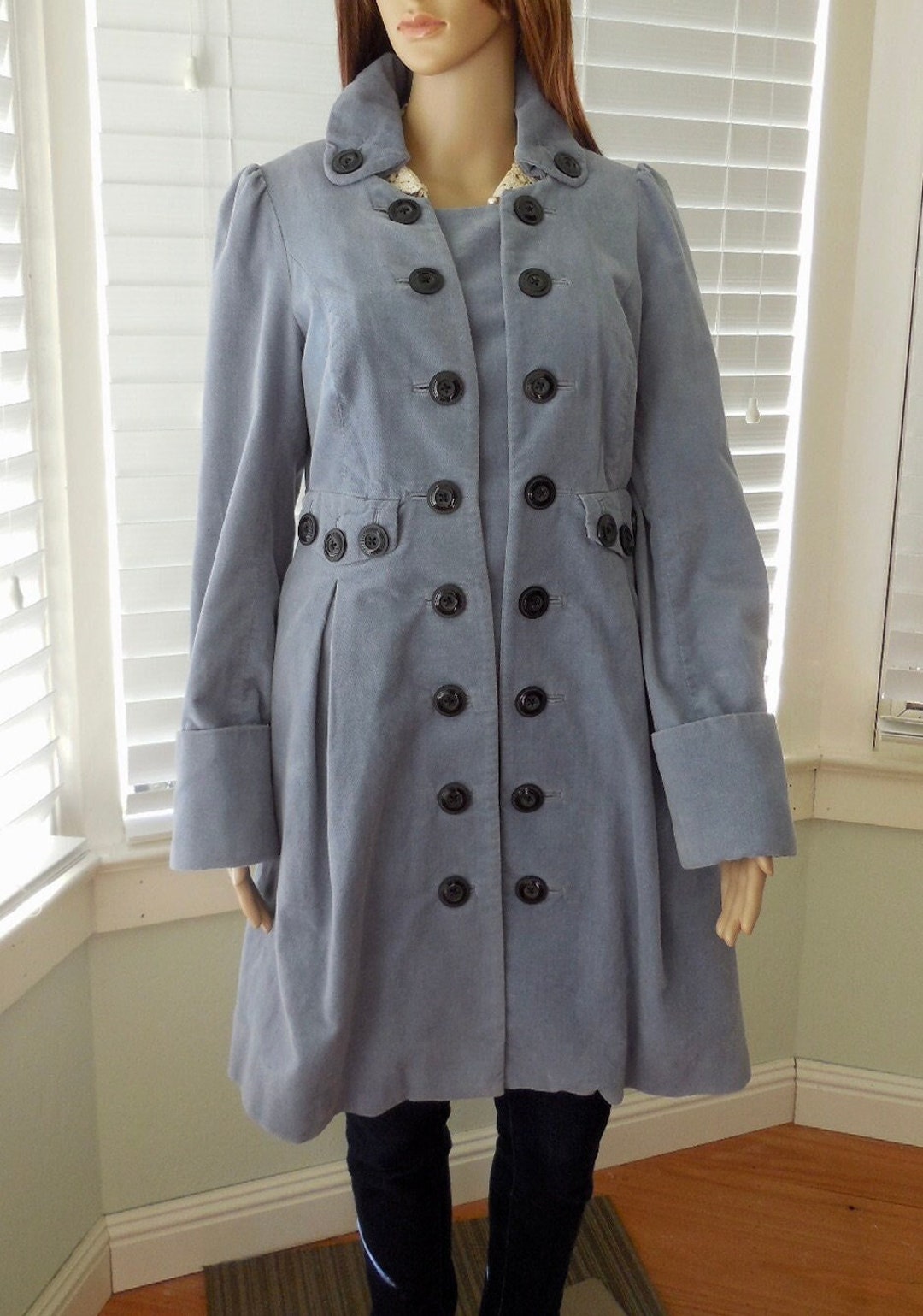 MOD Double Button COAT FLOREAT Corduroy Chenille Dress Coat - Etsy