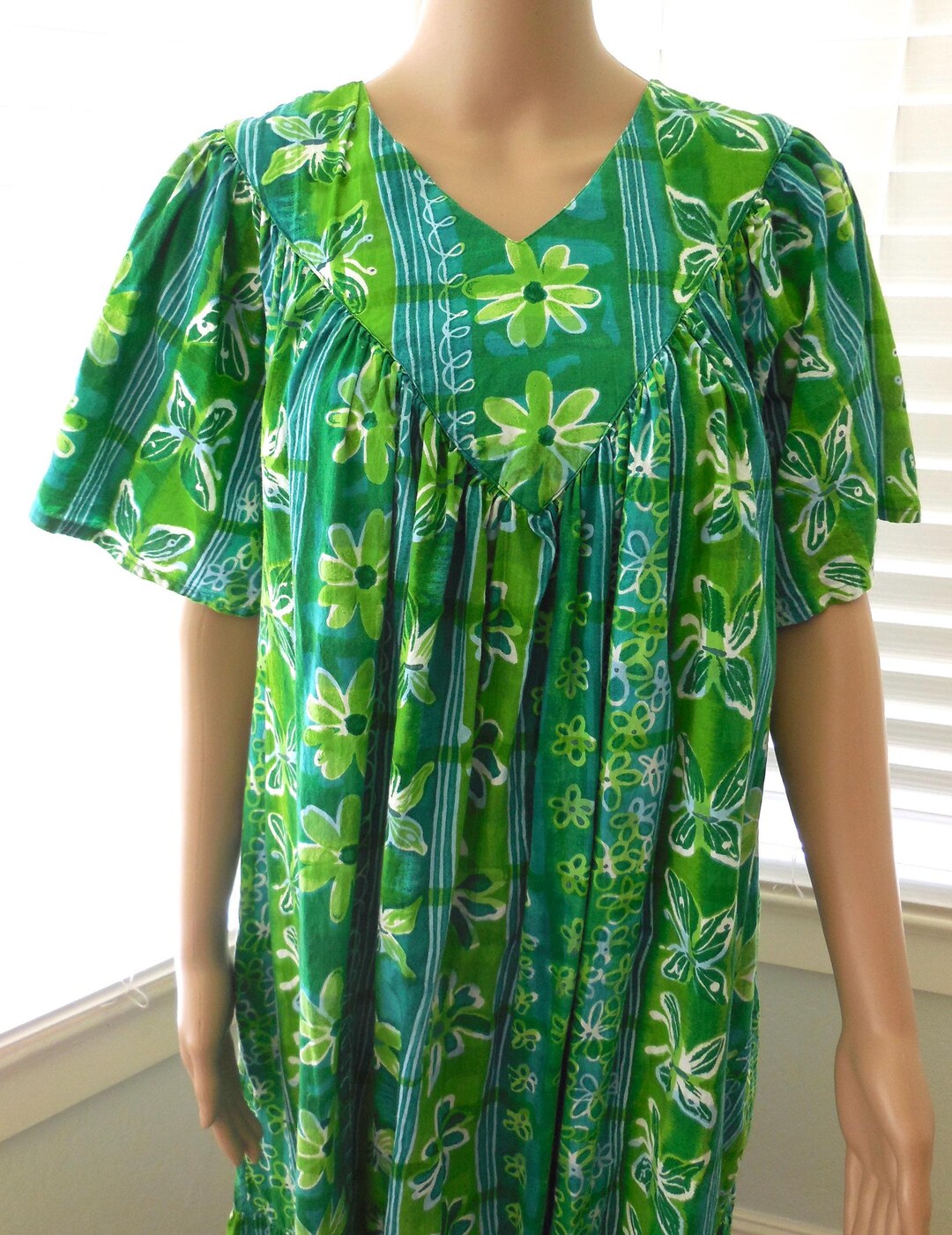 FLORAL SMOCK Dress Cotton Batik Smock Long Ruffled Smock Dress Resort ...