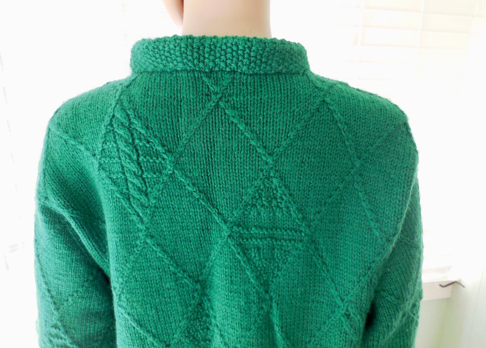 GREEN Knit CARDIGAN Sweater Wool Cardigan Hand Knit Cardigan - Etsy Canada