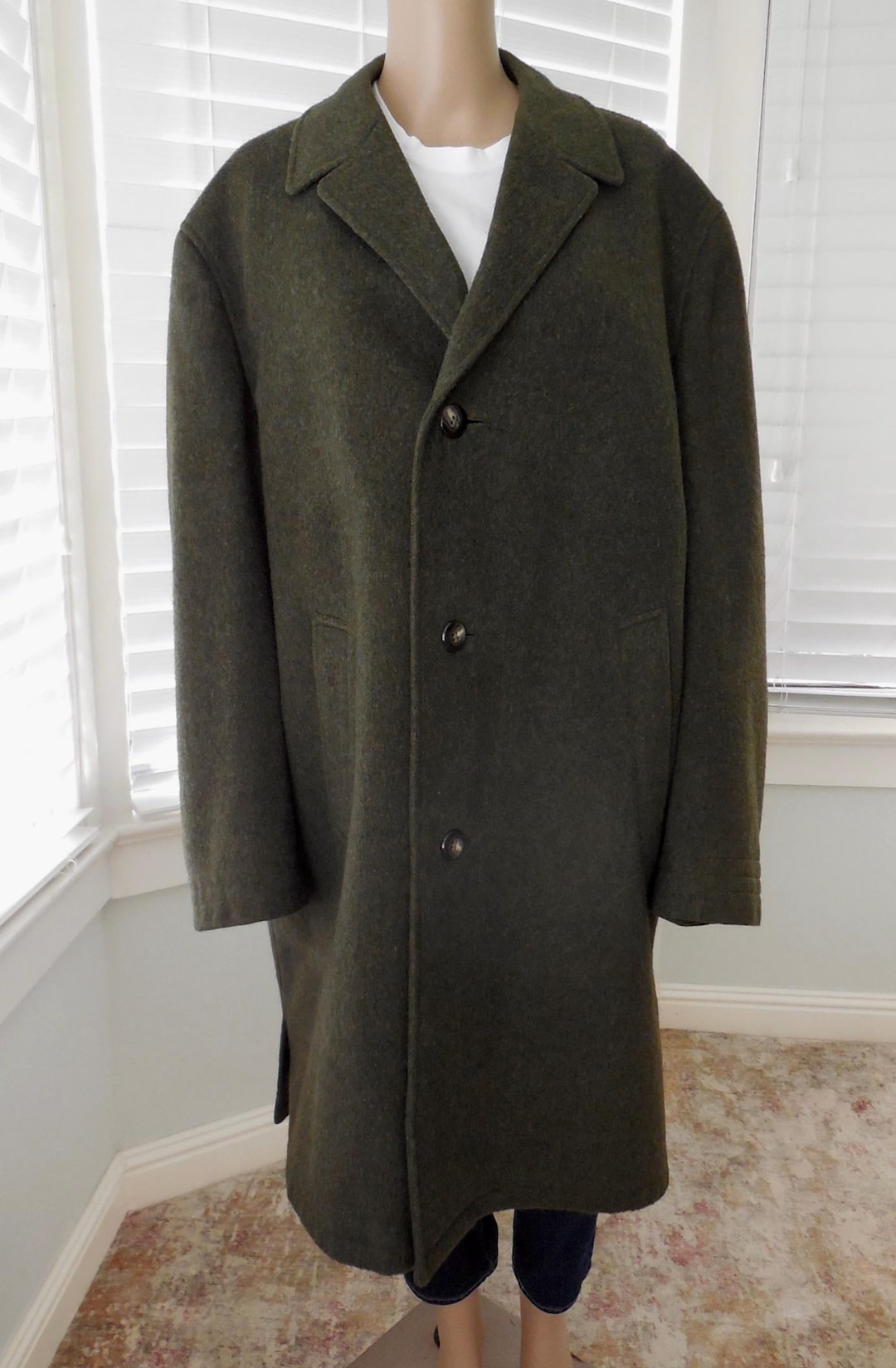 Vintage LODEN FREY Wool Coat Men's Long Wool Jacket Military Green ...