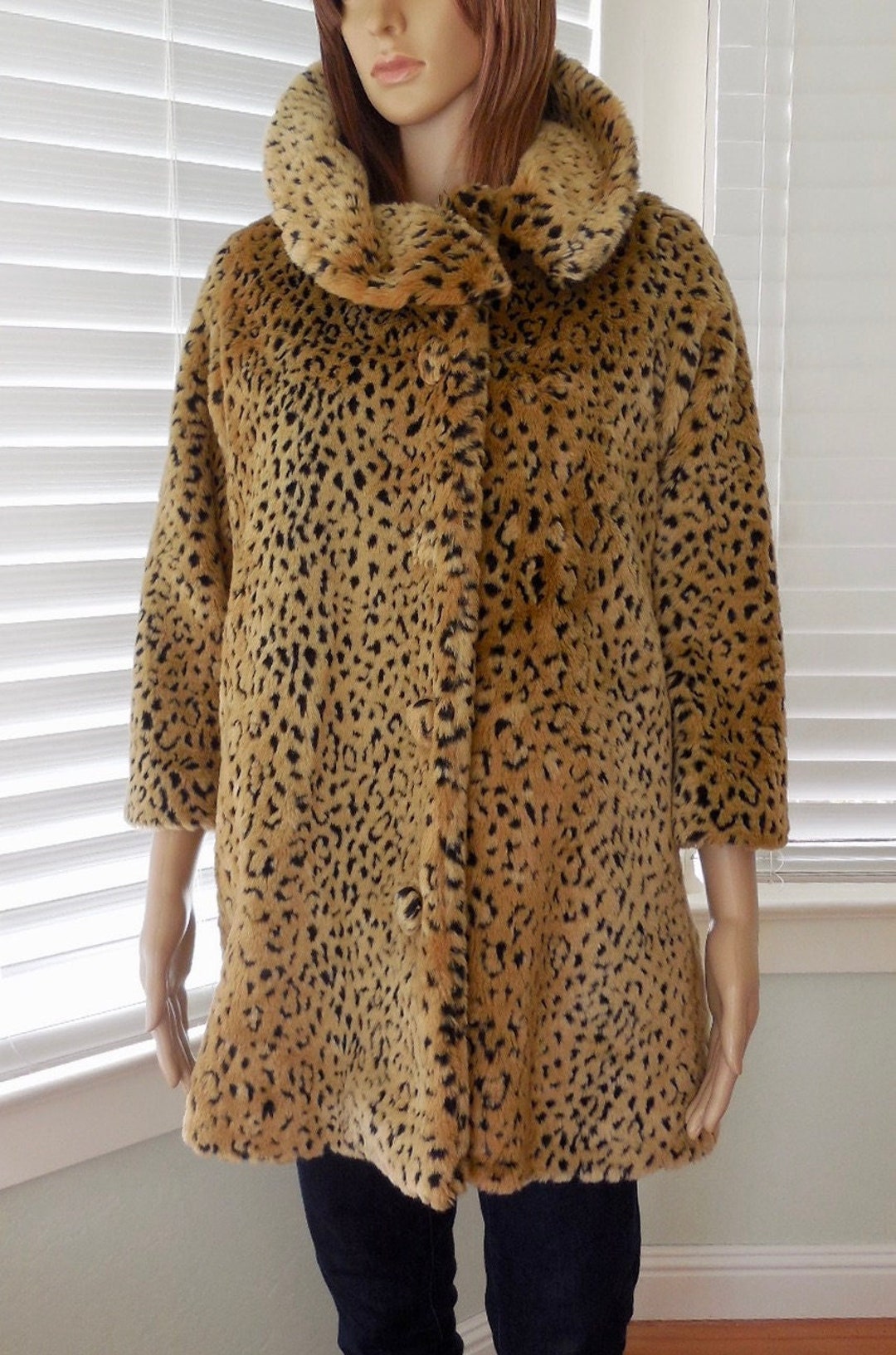 PLUSH CHEETAH Coat Plush LEOPARD Coat Faux Fur Coat Wide - Etsy