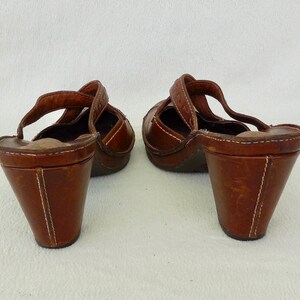 Leather MULES CLARK'S Women Brown Leather Mules High Heel Strappy ...
