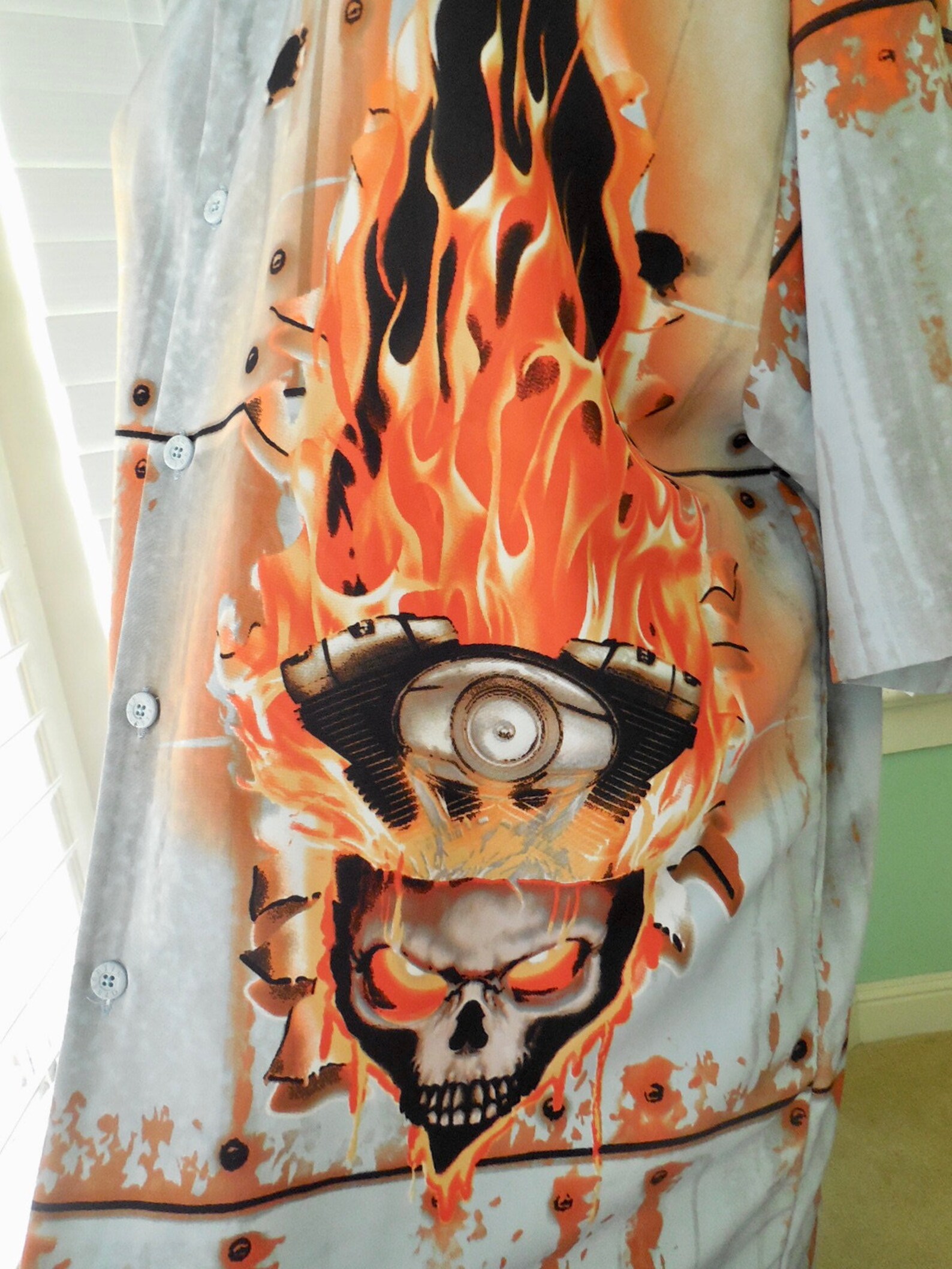 90s SKULL Button up Y2K Flaming Skull Shirt Atomic Button up | Etsy