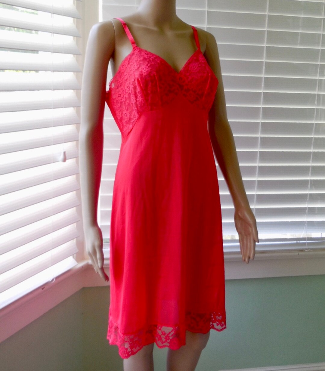 60s RED Slip VANITY FAIR Red Dress Slip Full Red Nylon Slip - Etsy