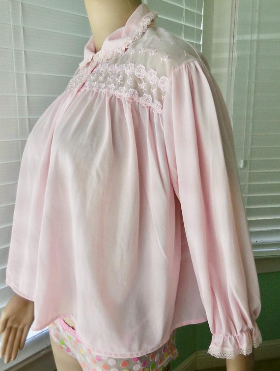 60s Pink Nylon BED Jacket PHIL MAID Vintage Bed Jacke… - Gem