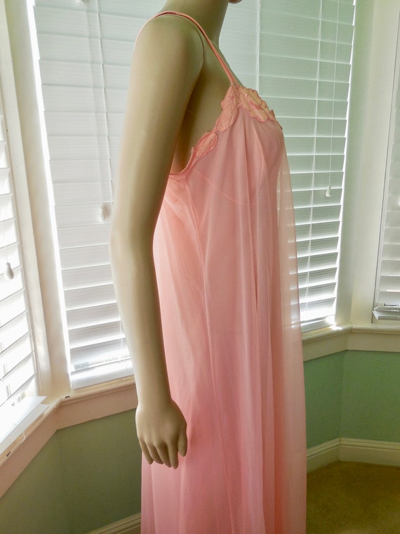 60's Long CHIFFON Nightgown GOSSARD ARTEMIS Sheer Chi… - Gem