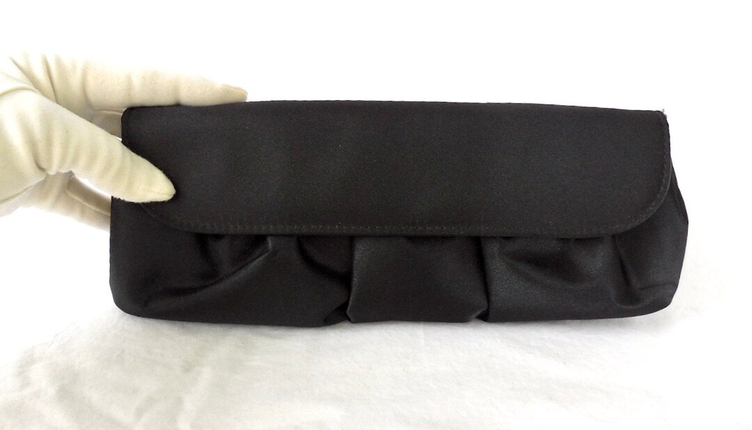 BLACK SATIN Purse Black Satin Clutch Evening Bag Chain Shoulder Purse ...