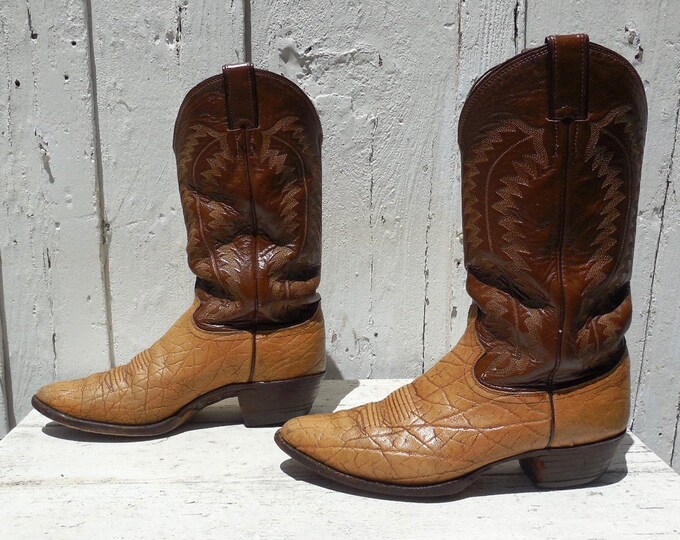 Vintage COWBOY Boots JUSTIN Two Tone Cowboy Boots Tall Stovepipe ...