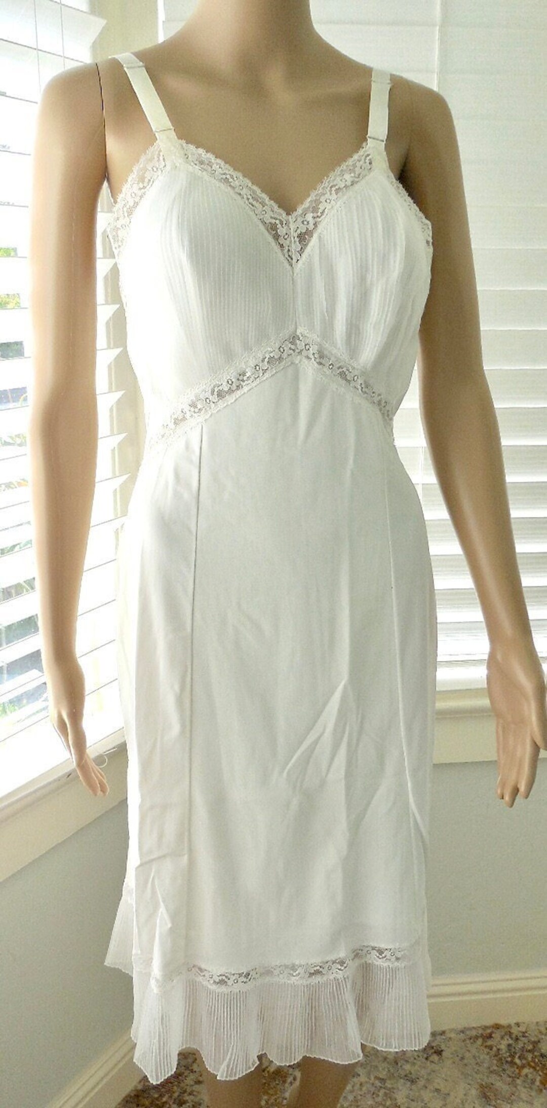 50s WHITE Dress Slip ADONNA Full White Slip White Nylon Chiffon ...