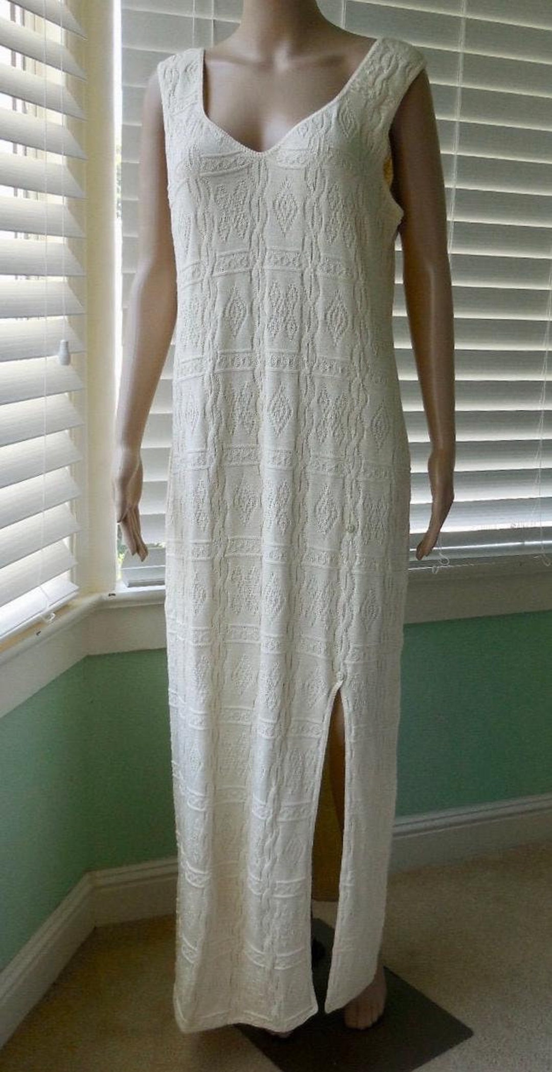80s Cotton KNIT Sweaterdress INKA LINE Long Cotton Tunic Dress Maxi ...