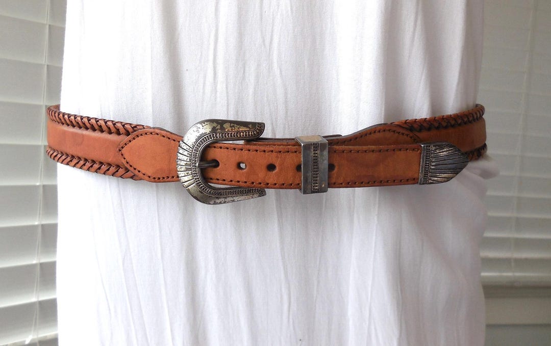 Men's Western LEATHER BELT Whip Stitch Belt Thick Steerhide Belt ...