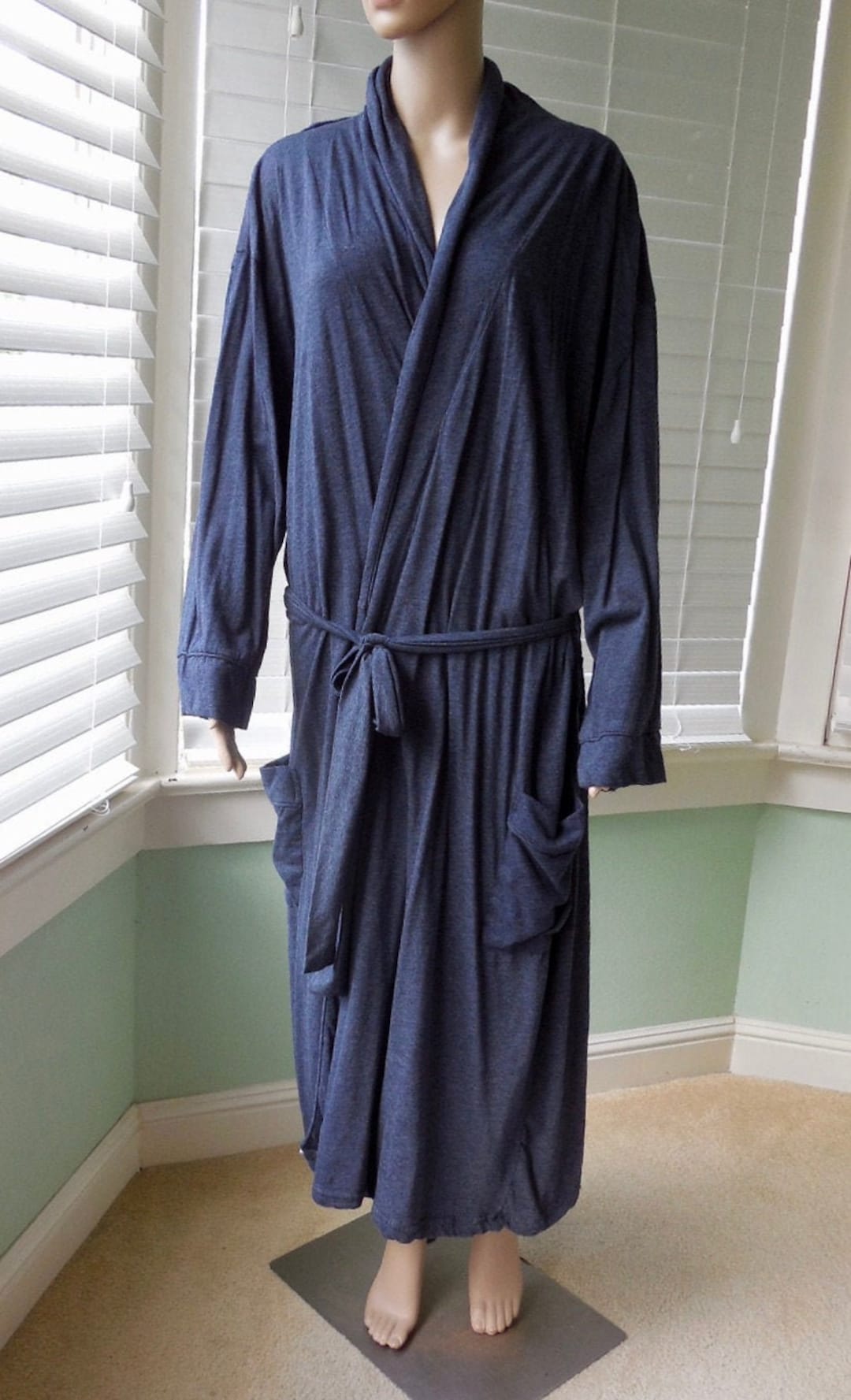 BLUE JERSEY Robe Mens Robe Cotton Jersey House Robe Boho Mens Dressing ...