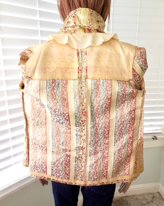 60s GOLD METALLIC Cocktail Jacket Open Front Mid Cent… - Gem