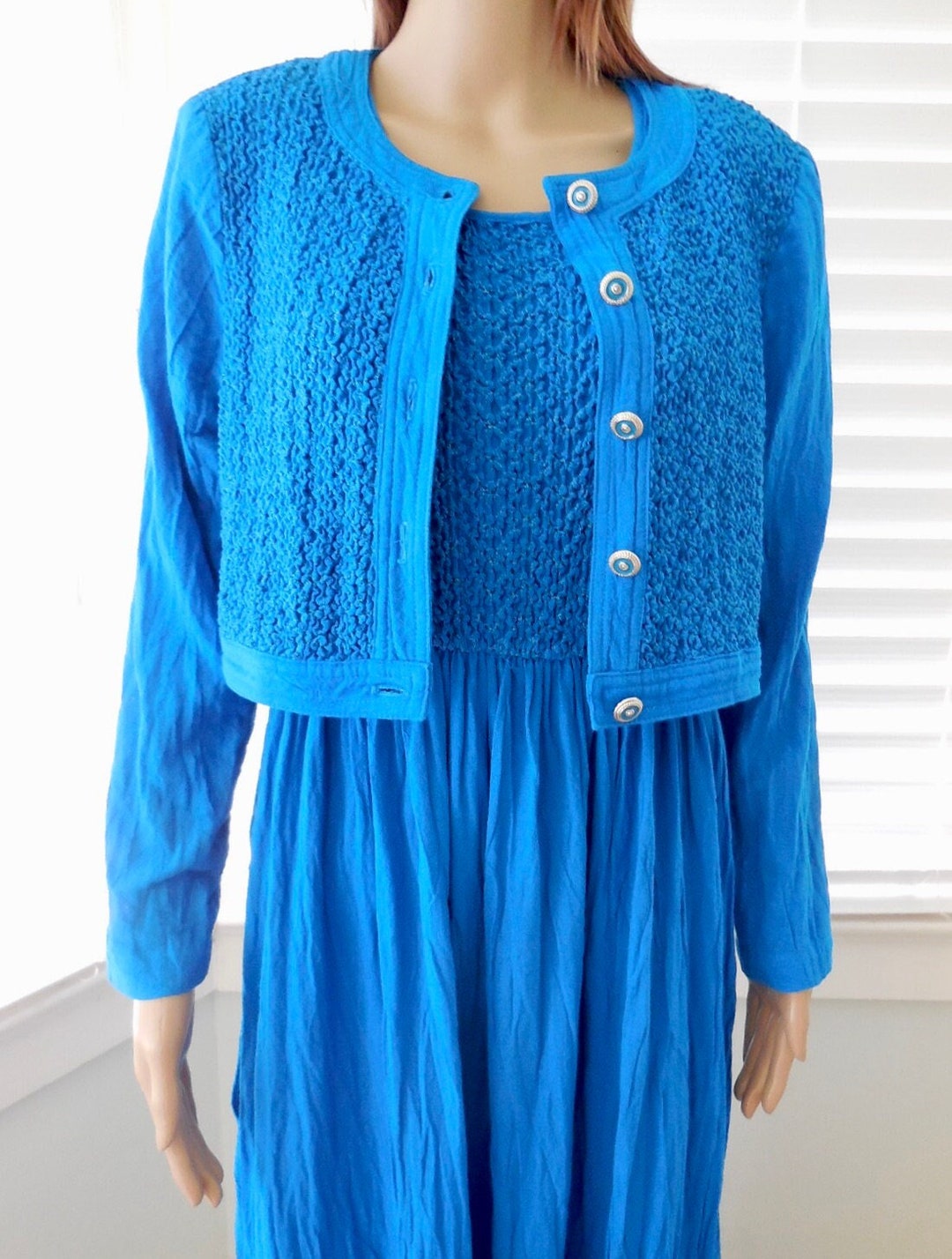 SLEEVELESS DRESS Set D. FRANK Dress and Cropped Jacket Smocked Ruched ...