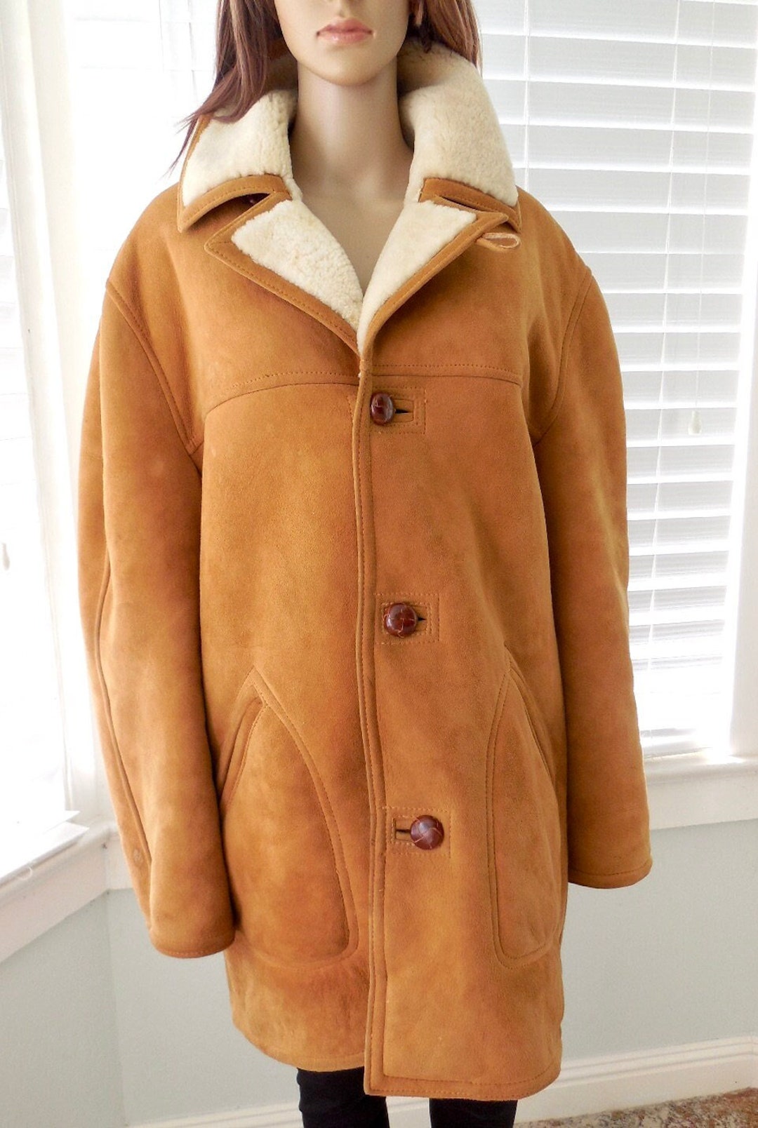 Vintage SHEARLING RANCHER Jacket Mens Suede Jacket Sheepskin Coat ...