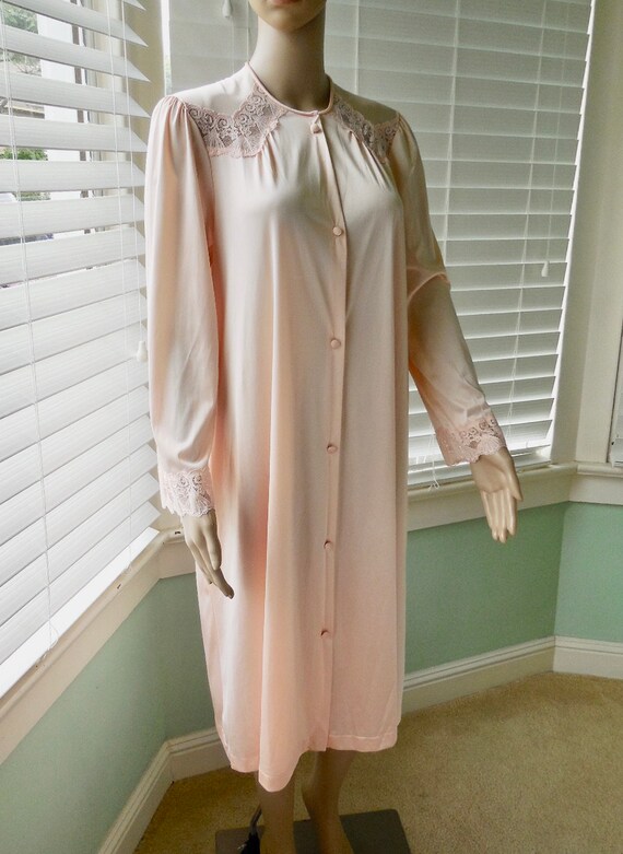 Vtg NYLON Robe VANITY FAIR Womens Button Up Robe Mid … - Gem