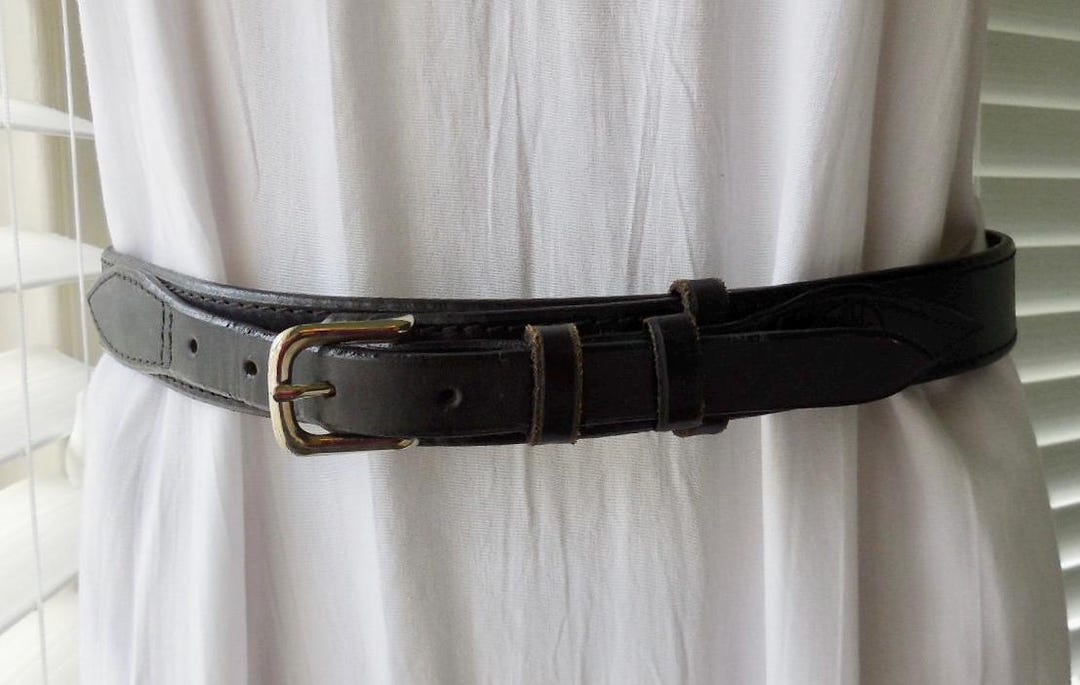 Men's BLACK Ranger Belt SANTA FE Leather Co. Back Leather Full Grain ...