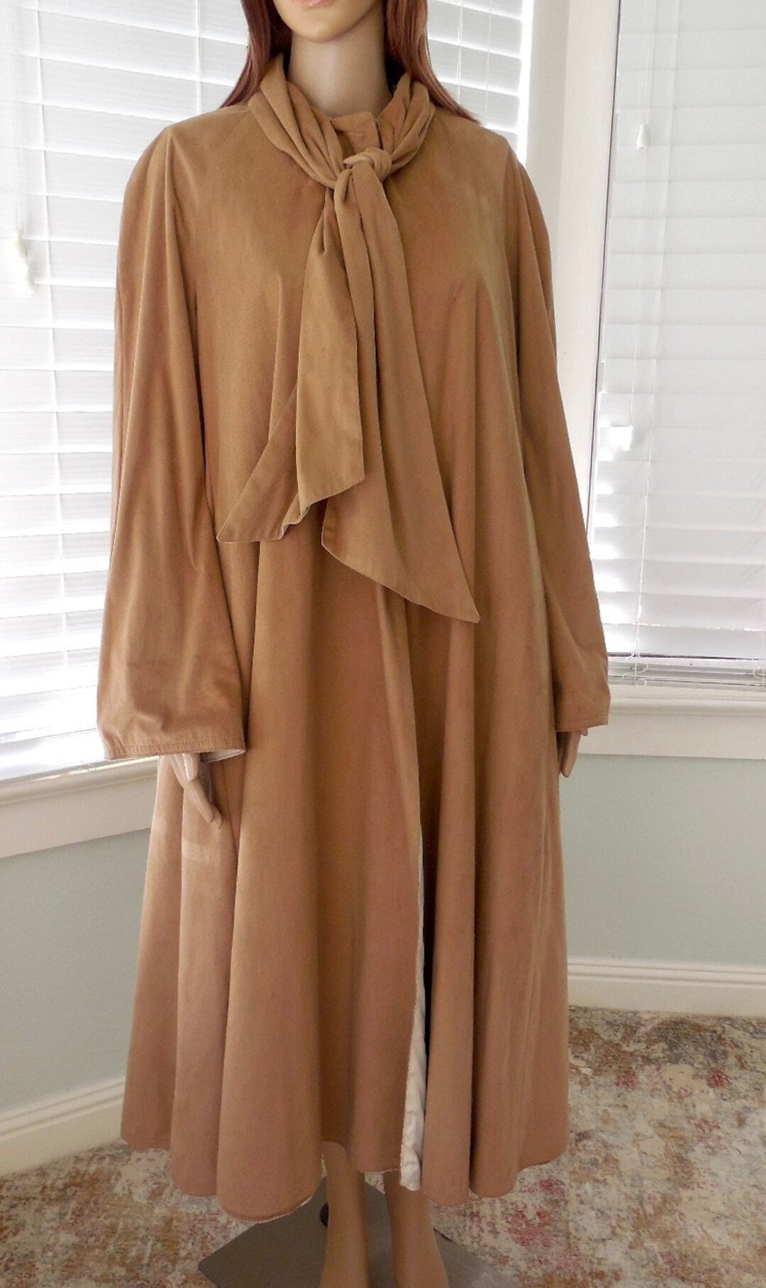 LONG CAPE Coat Mod Cape Duster Ultra Suede All Weather Reversible ...