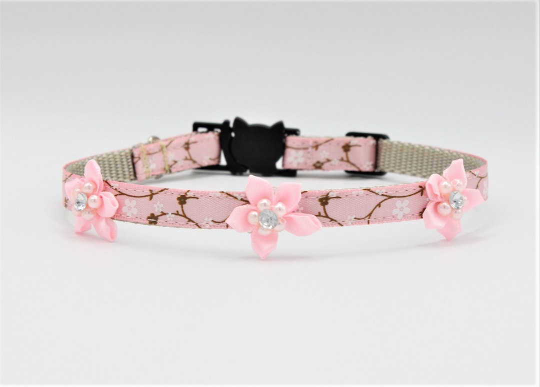 Pink Cherry Blossom Couture Cat/kitten Collar, Breakaway Collars ...