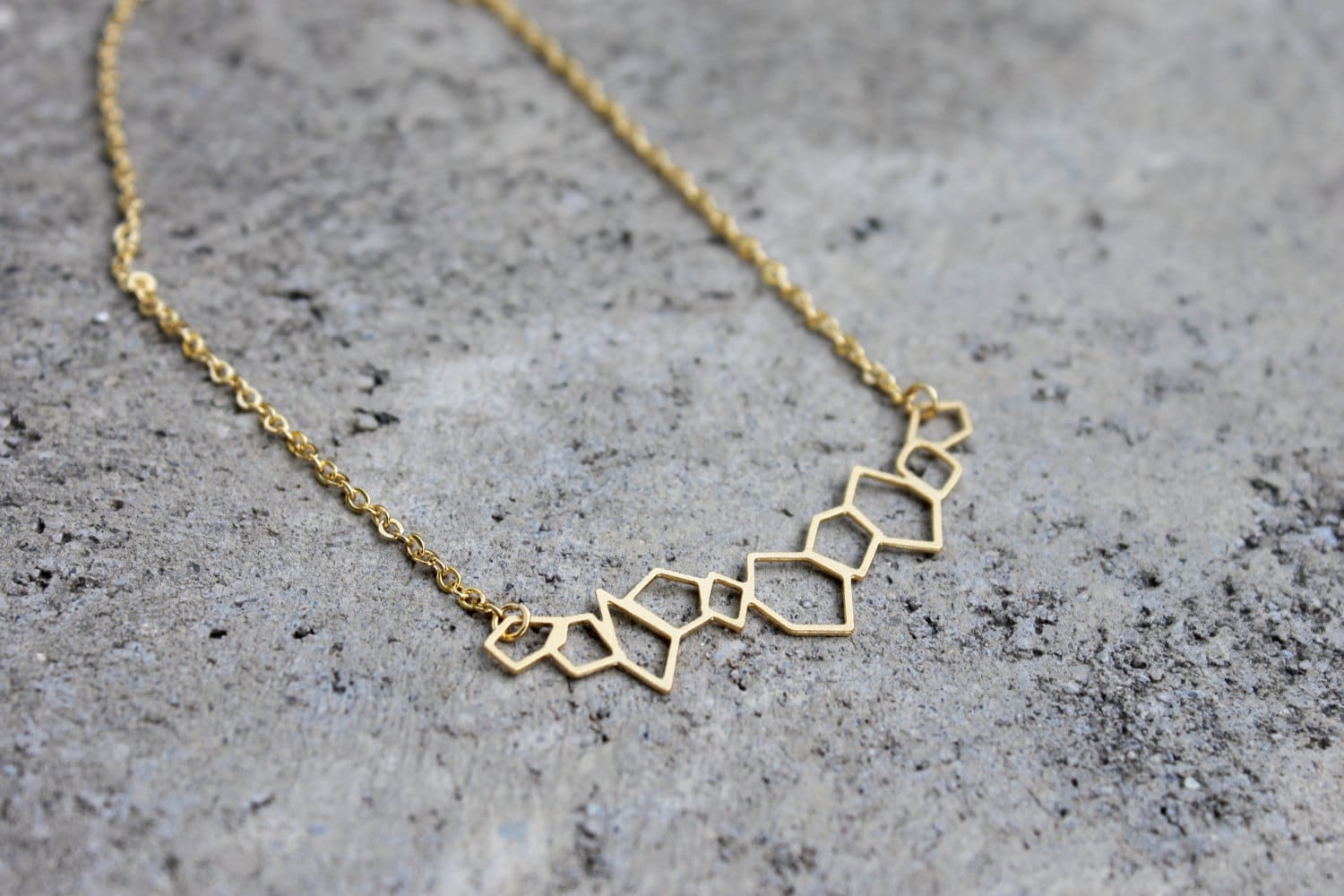 Geometric Rocks Necklace // Gold or Silver // Minimal Necklace ...