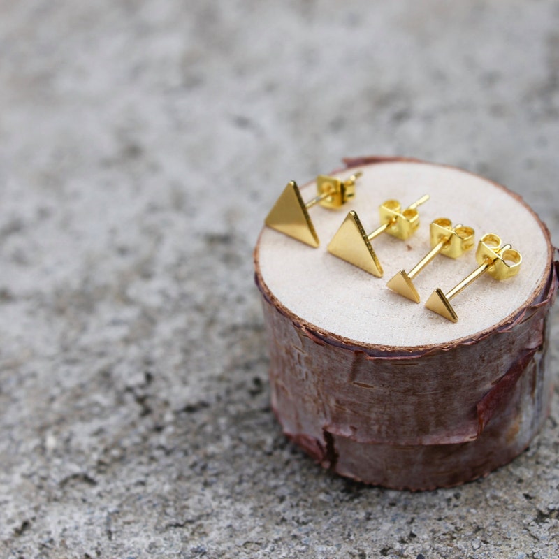 Gold Triangle Earrings - Etsy
