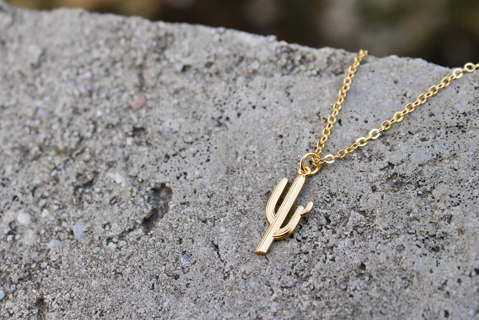 Cactus Necklace / Saguaro Cactus / 16K Gold / Minimal Necklace | Etsy