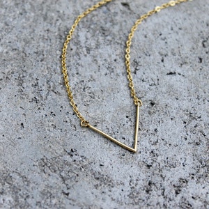 Little V Necklace // 16K Gold // Minimal Necklace // Chevron Layering ...