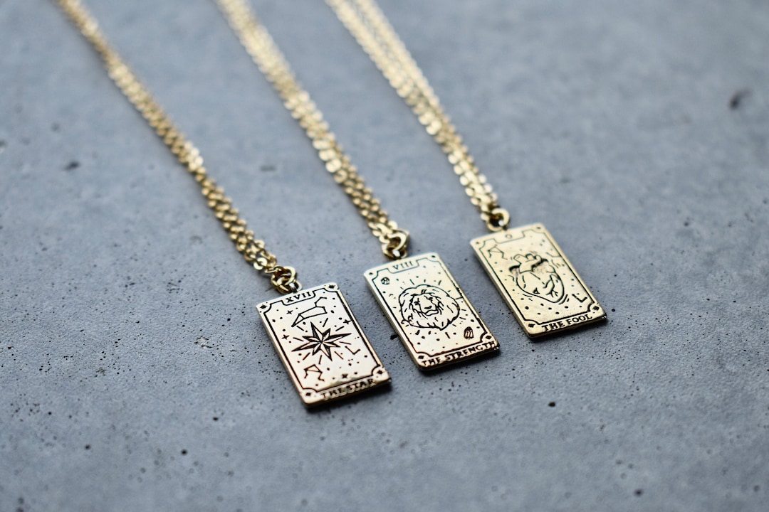Tarot Card Necklace // Dainty Gold Necklace // Strength, Wheel of ...