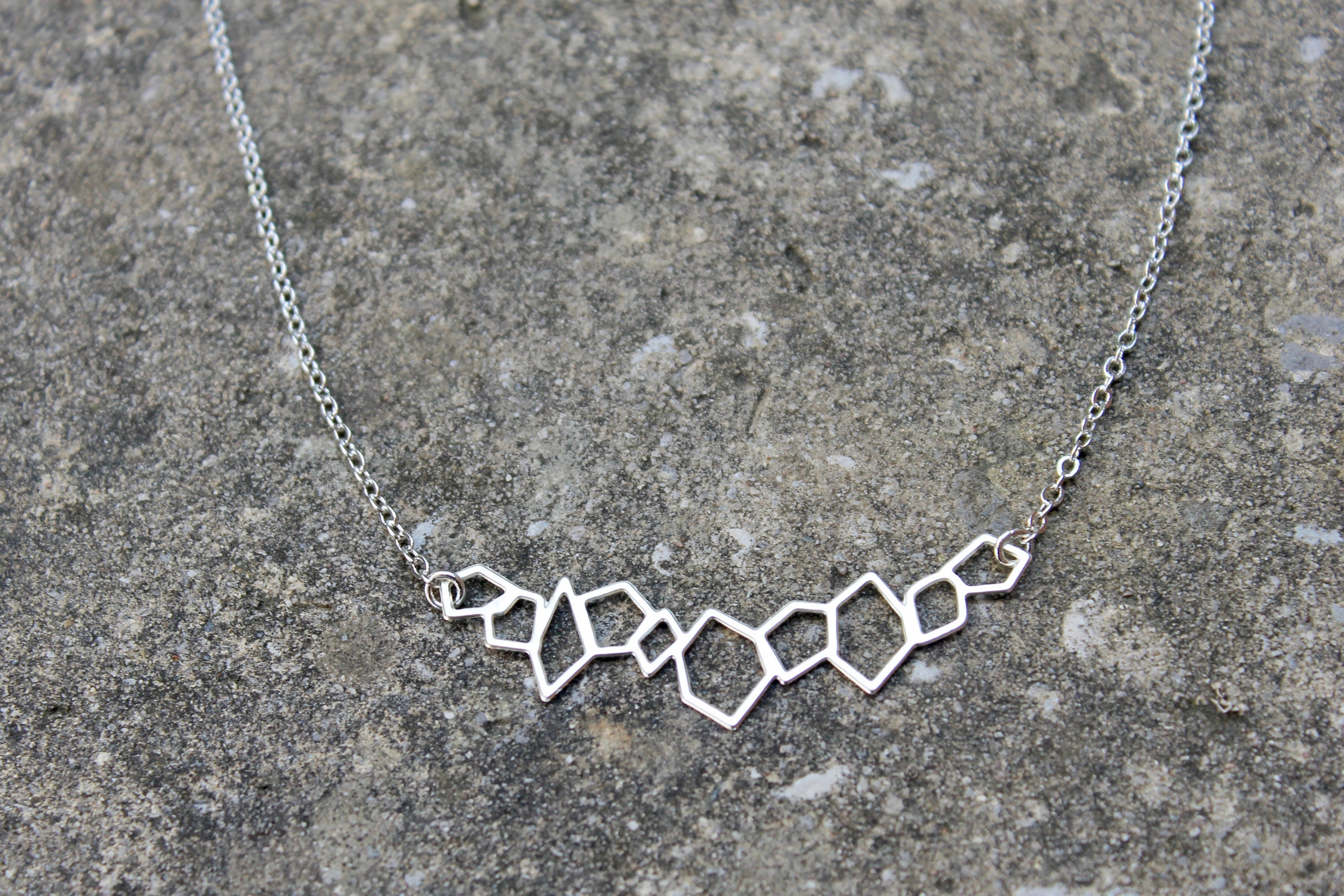 Geometric Rocks Necklace // Gold or Silver // Minimal Necklace ...