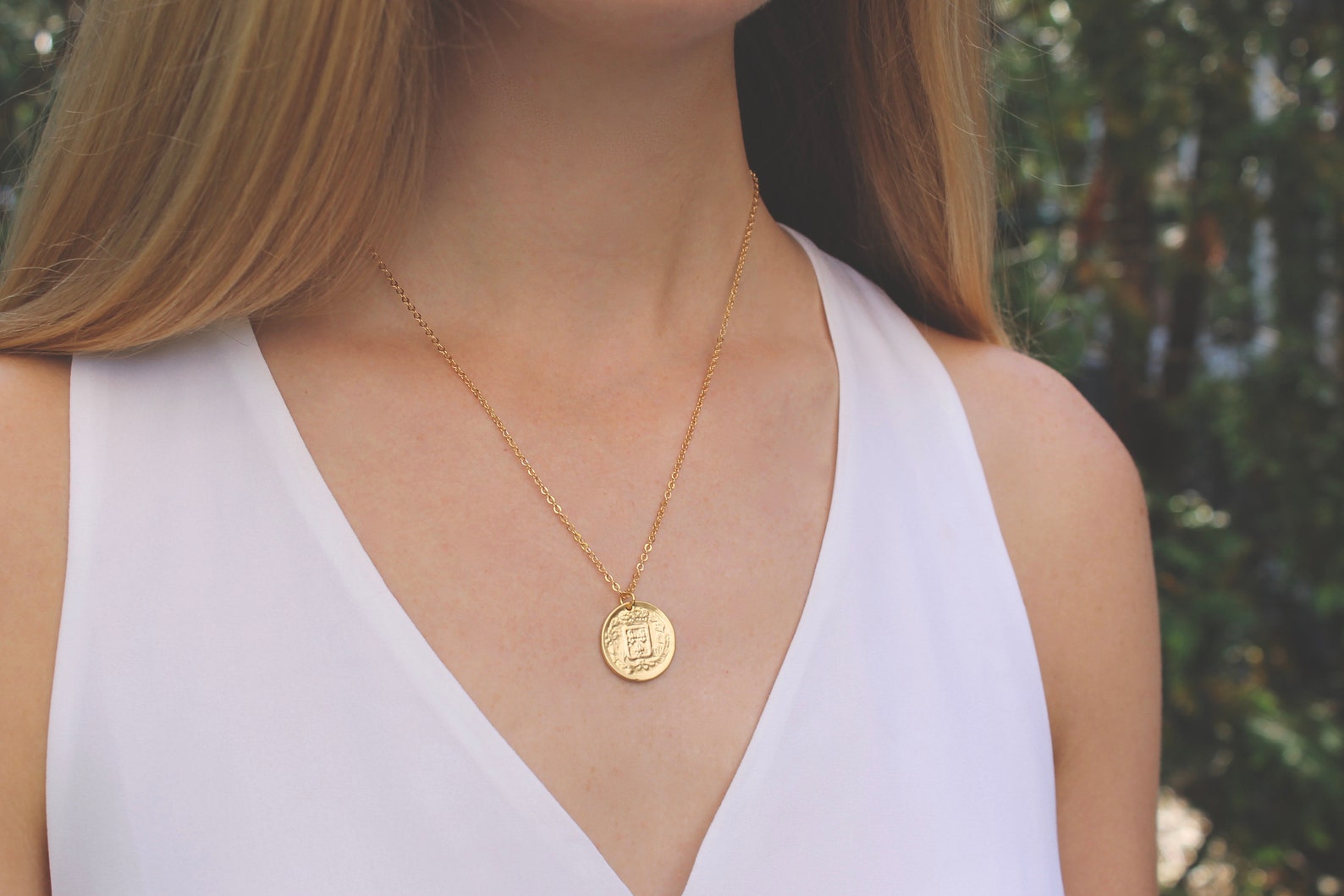Gold Coin Necklaces for Layering // Coin Medallion // Minimal Necklace ...