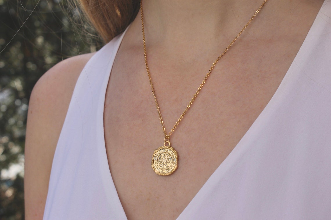 Gold Coin Necklace // Ancient Relic Necklace // Minimal | Etsy