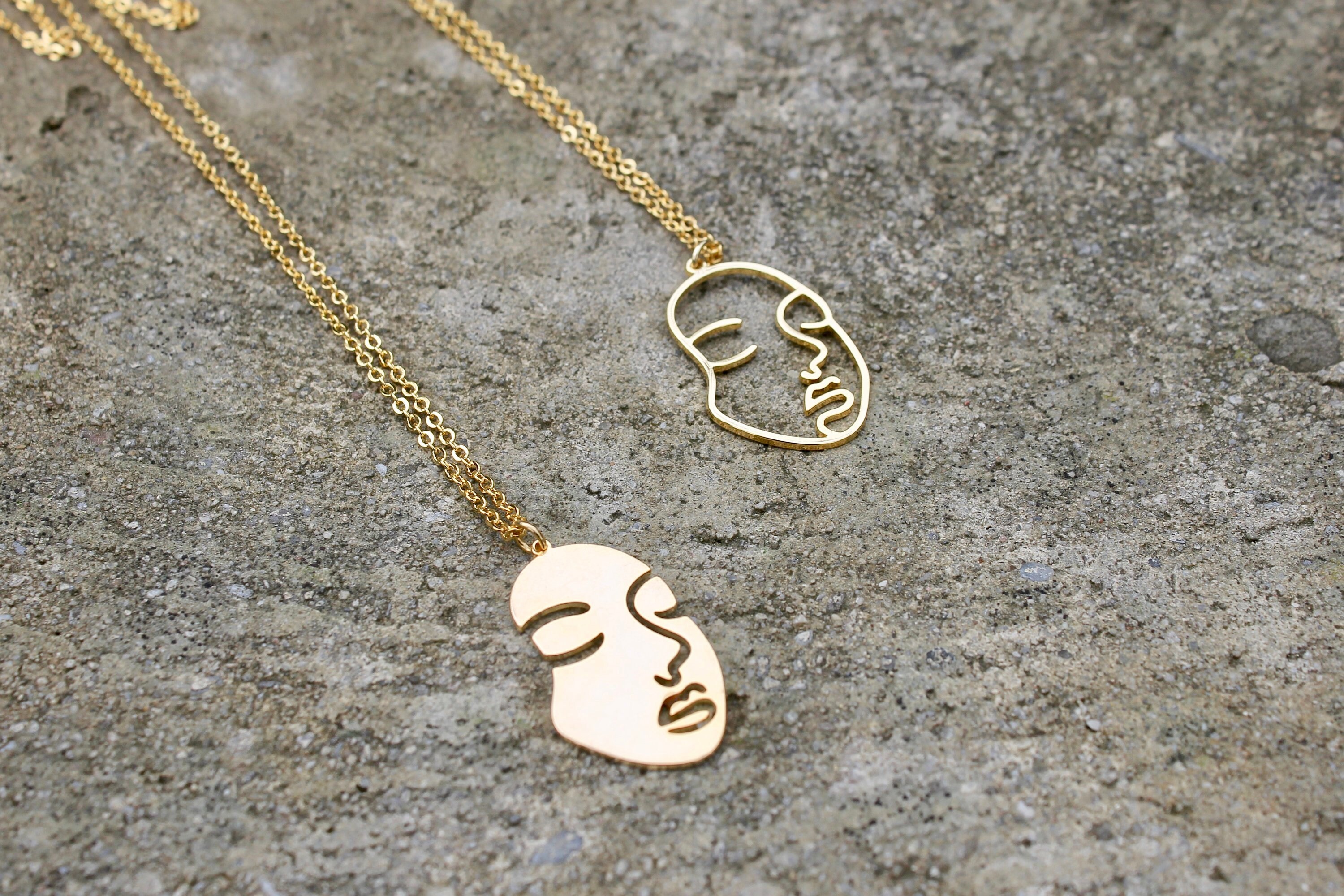 Face Necklace // Woman's Abstract Face // Femme Necklace | Etsy