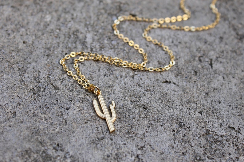 Cactus Necklace / Saguaro Cactus / 16K Gold / Minimal Necklace | Etsy